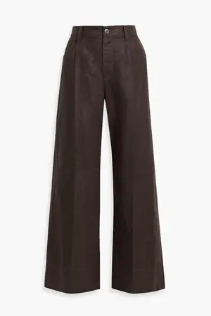 Brunello Cucinelli Linen Wideleg Pants - Dark Brown