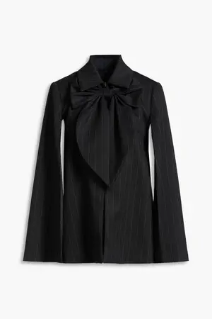 Alice + Olivia Alice Olivia Philippa Bowdetailed Pinstriped Twill Jacket - Black