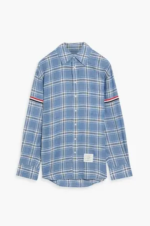 Thom Browne Checked Linen Shirt - Blue