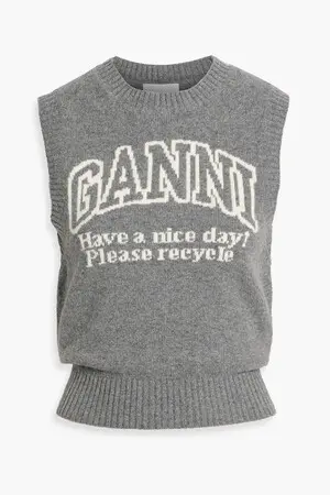 GANNI Intarsia Vest - Gray