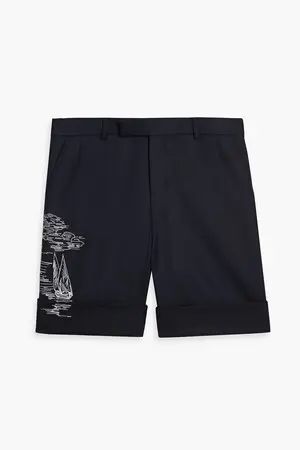 Thom Browne Embroidered Wooltwill Shorts