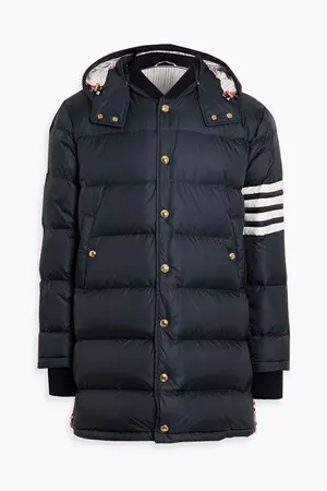 Thom Browne Striped Quilted Shell Hooded Down Coat - Navy