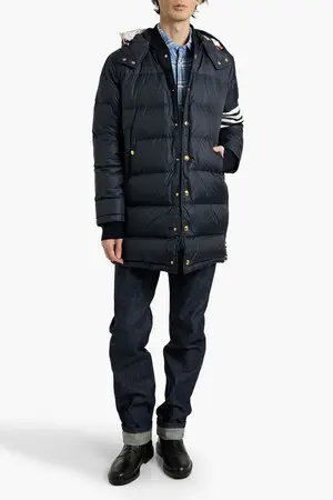 Thom Browne Striped Quilted Shell Hooded Down Coat
