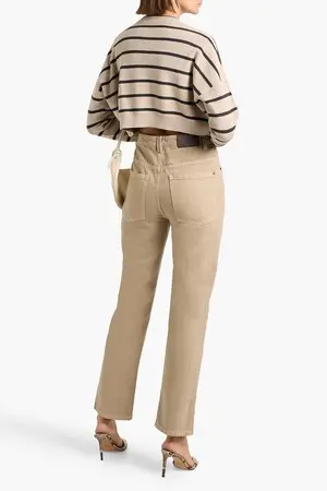 Brunello Cucinelli Cropped Striped Cotton Sweater