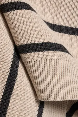 Brunello Cucinelli Cropped Striped Cotton Sweater