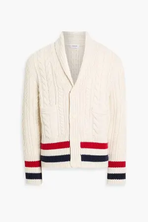 Thom Browne Striped Cableknit Cashmere Cardigan - Ecru