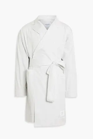 Thom Browne Striped Trench Coat - Light Gray