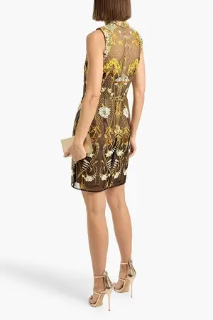 Marchesa Embroidered Tulle Mini Dress