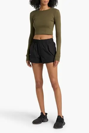 Wardrobe.NYC Cropped Stretchcotton Jersey Top - Army Green