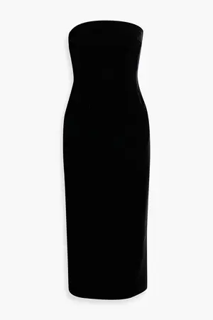 Wardrobe.NYC Strapless Velvet Midi Dress - Black