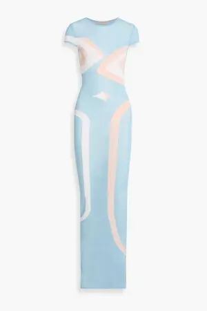 Emilio Pucci Jacquardknit Cottonblend Maxi Dress - Light Blue