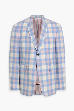 Thom Browne Checked Wooltwill Blazer - Light Blue