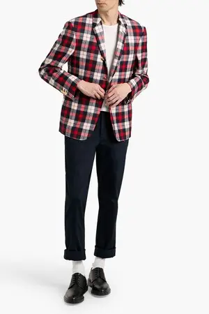 Thom Browne Checked Wooltwill Blazer - Red