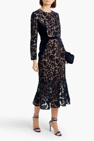 Marchesa Devorévelvet Midi Dress