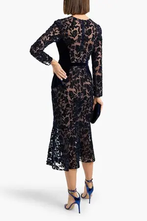 Marchesa Devorévelvet Midi Dress