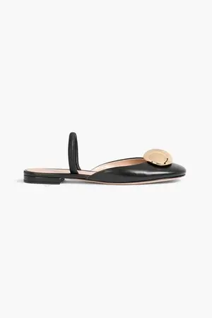 GIANVITO ROSSI Sphera Embellished Leather Flats - Black