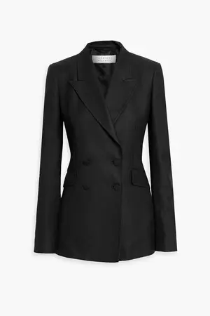 Gabriela Hearst Stephanie Doublebreasted Wool, Silk And Linenblend Twill Blazer - Black