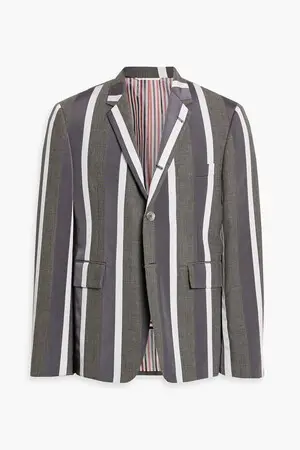 Thom Browne Striped Grosgrain And Wool Blazer - Anthracite