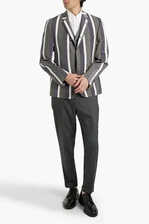 Thom Browne Striped Grosgrain And Wool Blazer