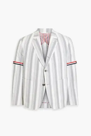 Thom Browne Striped Cotton Blazer - Light Gray