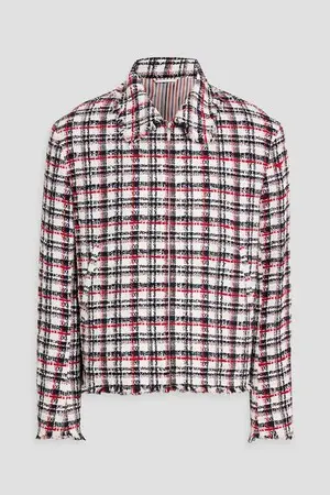Thom Browne Frayed Checked Tweed Jacket - White