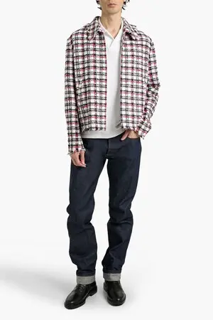 Thom Browne Frayed Checked Tweed Jacket