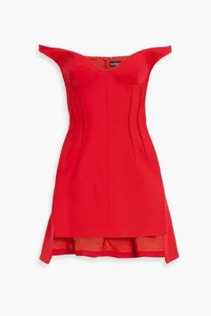 David Koma Offtheshoulder Woolblend Mini Dress - Red