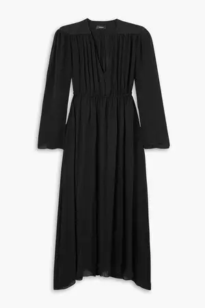 Wardrobe.NYC Gathered Silkvoile Maxi Dress - Black