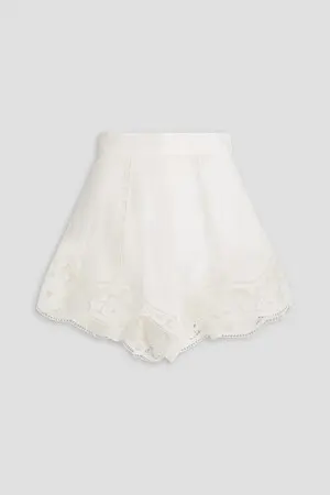 Zimmermann Broderie Anglaise Linen Shorts - Ivory