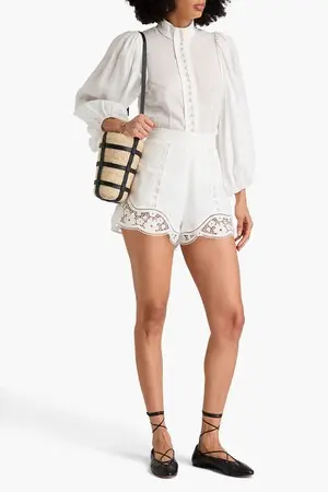 Zimmermann Broderie Anglaise Linen Shorts