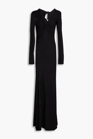Victoria Beckham Twistfront Jersey Maxi Dress - Black