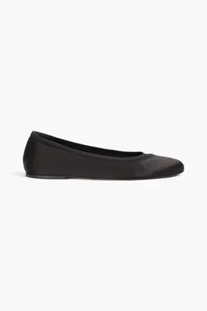 Loulou De Saison Frano Satin Ballet Flats - Black