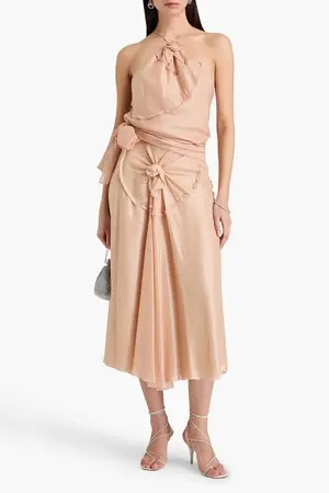 Victoria Beckham Draped Metallic Twill Top
