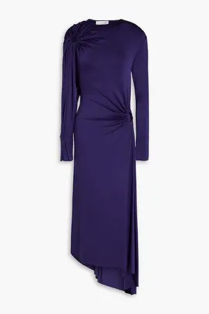 Victoria Beckham Asymmetric Embellished Maxi Dress - Dark Purple