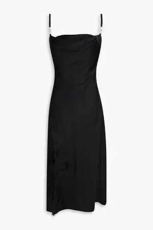 Versace Embellished Guipure Lacepaneled Satin Midi Dress - Black