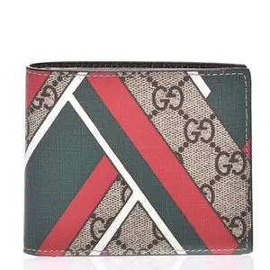 Gucci Bifold Wallet Gg Supreme Chevron - Green/red