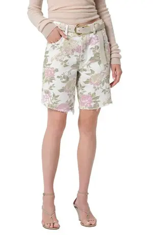 Citizens Of Humanity Ayla High Waist Raw Hem Cutoff Denim Bermuda Shorts - English Rose Floral