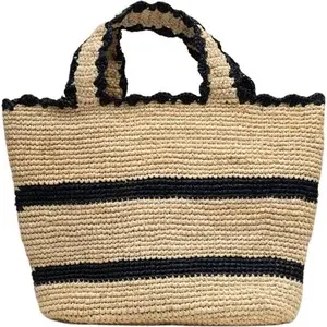 INDEGO AFRICA Odette Beach Tote - Natural & Black Stripe - Mini