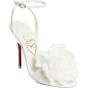 CHRISTIAN LOUBOUTIN Miss Z Flora Ankle Strap Sandal - Bianco/ivoire/lin Snow