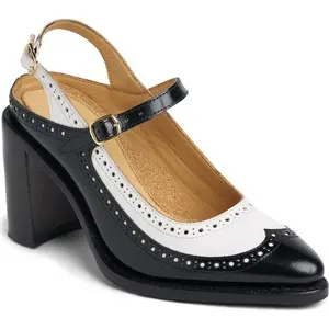 THE OFFICE OF US Mrs. Russel Ankle Strap Pump - Black/white