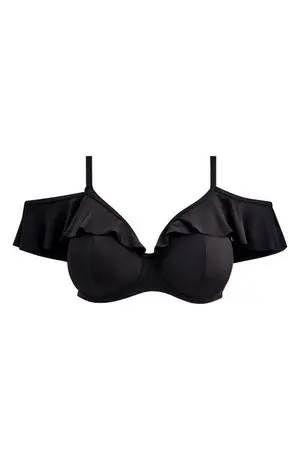 Elomi Plain Sailing Ruffle Underwire Bikini Top - Black