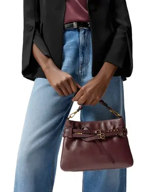 Pinko Mini Belted Leather Shoulder Bag