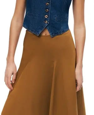 NOCTURNE Flared Midi Skirt - Camel