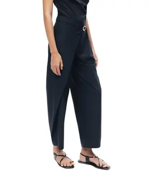 NOCTURNE Asymmetric Buckle Pants - Black