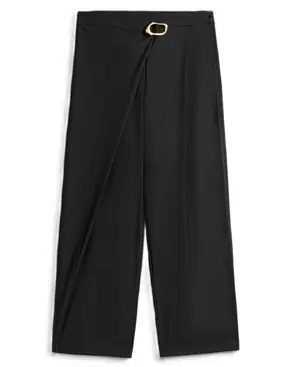 NOCTURNE Asymmetric Buckle Pants - Black