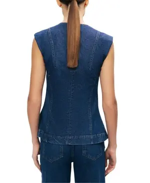 NOCTURNE Button-front Denim Vest - Navy