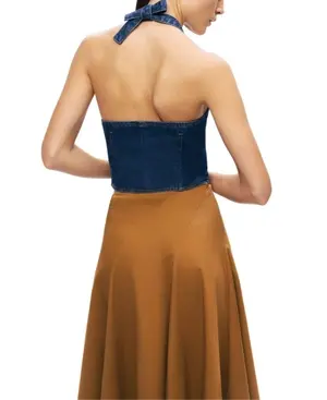 NOCTURNE Halter Neck Denim Vest - Navy