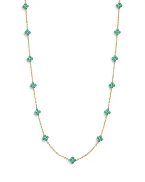 CAPUCINE DE WULF Berry Clover Mother Of Pearl Double Sided Long Necklace - Turquoise
