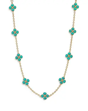 CAPUCINE DE WULF Berry Clover Mother Of Pearl Double Sided Necklace - Turquoise