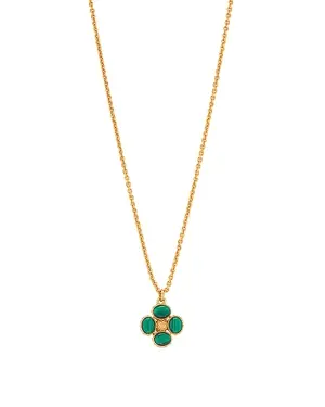 CAPUCINE DE WULF Berry Clover Double Sided Charm Necklace, 16 - Malachite